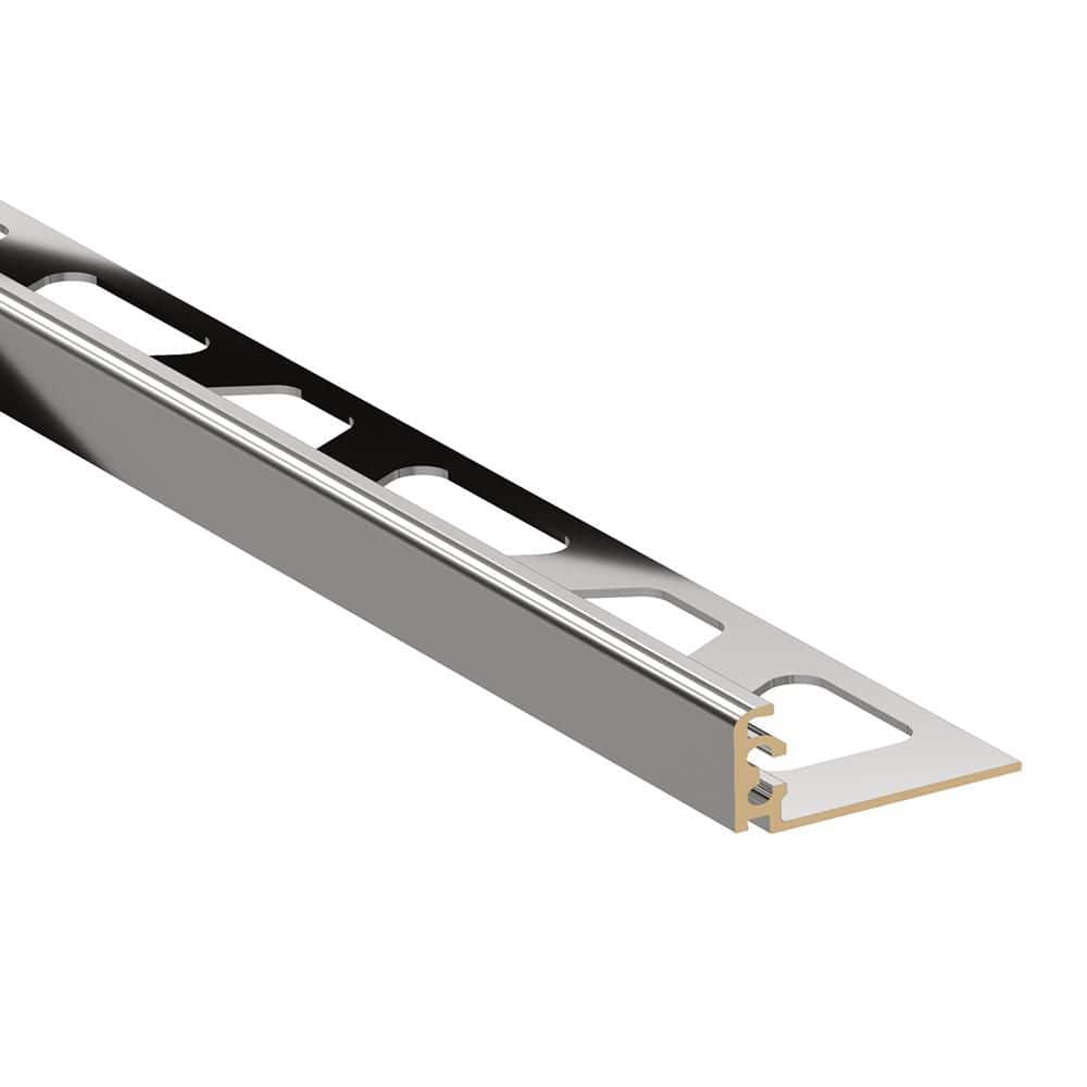 Schluter Jolly Chrome-Plated Solid Brass. 5 in. x 98.5 in. Metal L ...