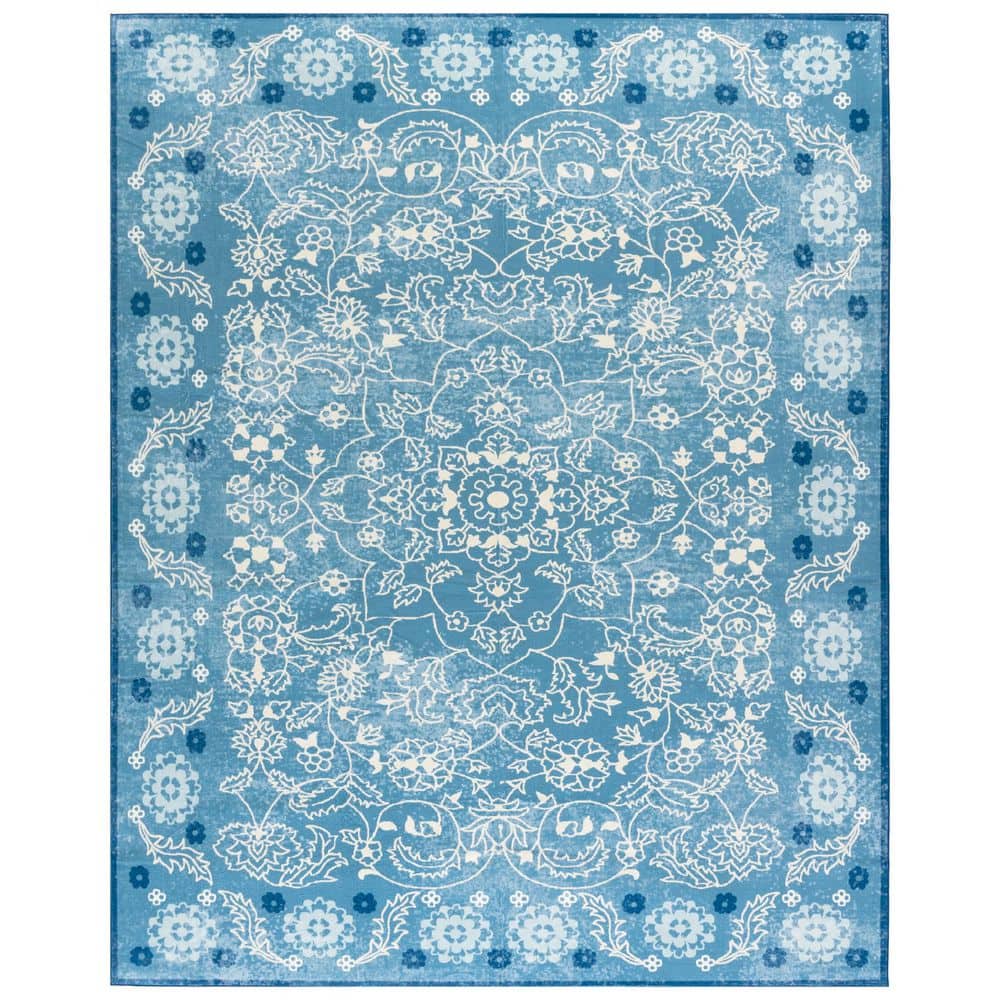 SAFAVIEH Martha Stewart Washable Blue/Beige 8 ft. x 10 ft. Machine ...