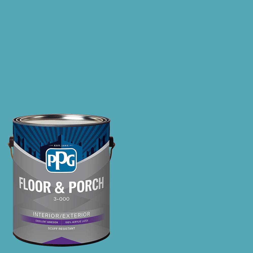 PPG 1 gal. PPG1235-5 Blue Calypso Satin Interior/Exterior Floor and ...
