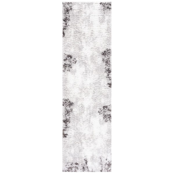 SAFAVIEH Berber Shag 2 ft. x 8 ft. Light Gray/Dark Gray Modern ...