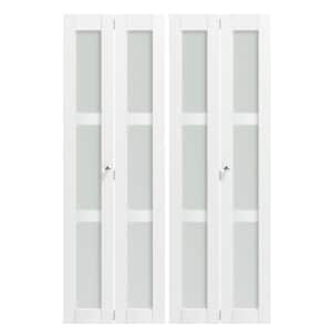 BH BARNER HOME 24 in. x 80 in. 3-Lite Frosted Glass, Solid Core, Light ...