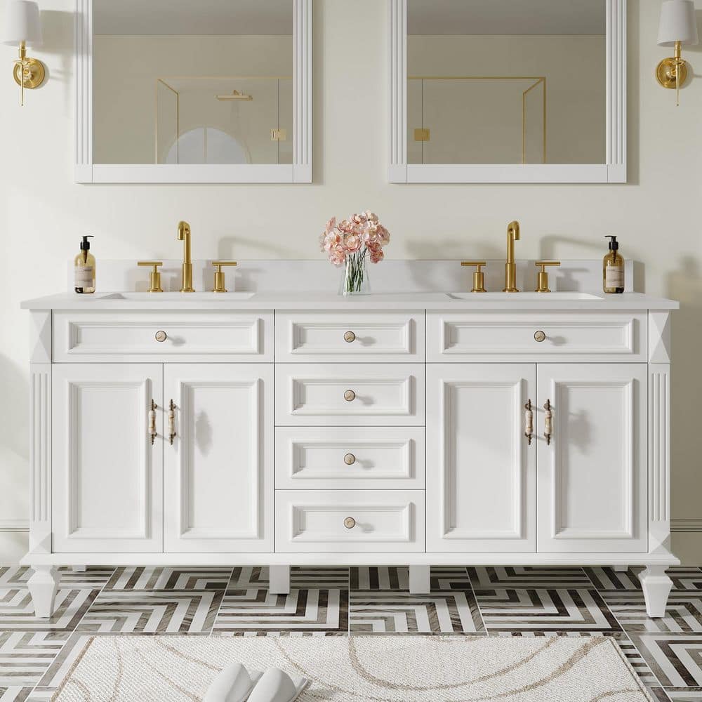 Have a question about ANGELES HOME 72 in. Double Sink Solid Wood White ...