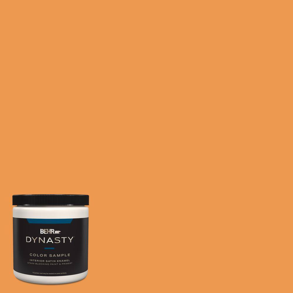 BEHR DYNASTY 8 oz. #270B-6 Autumn Orange Satin Enamel Stain-Blocking ...