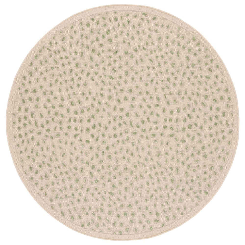 SAFAVIEH Courtyard Beige/Green 7 ft. x 7 ft. Cheetah Indoor/Outdoor ...