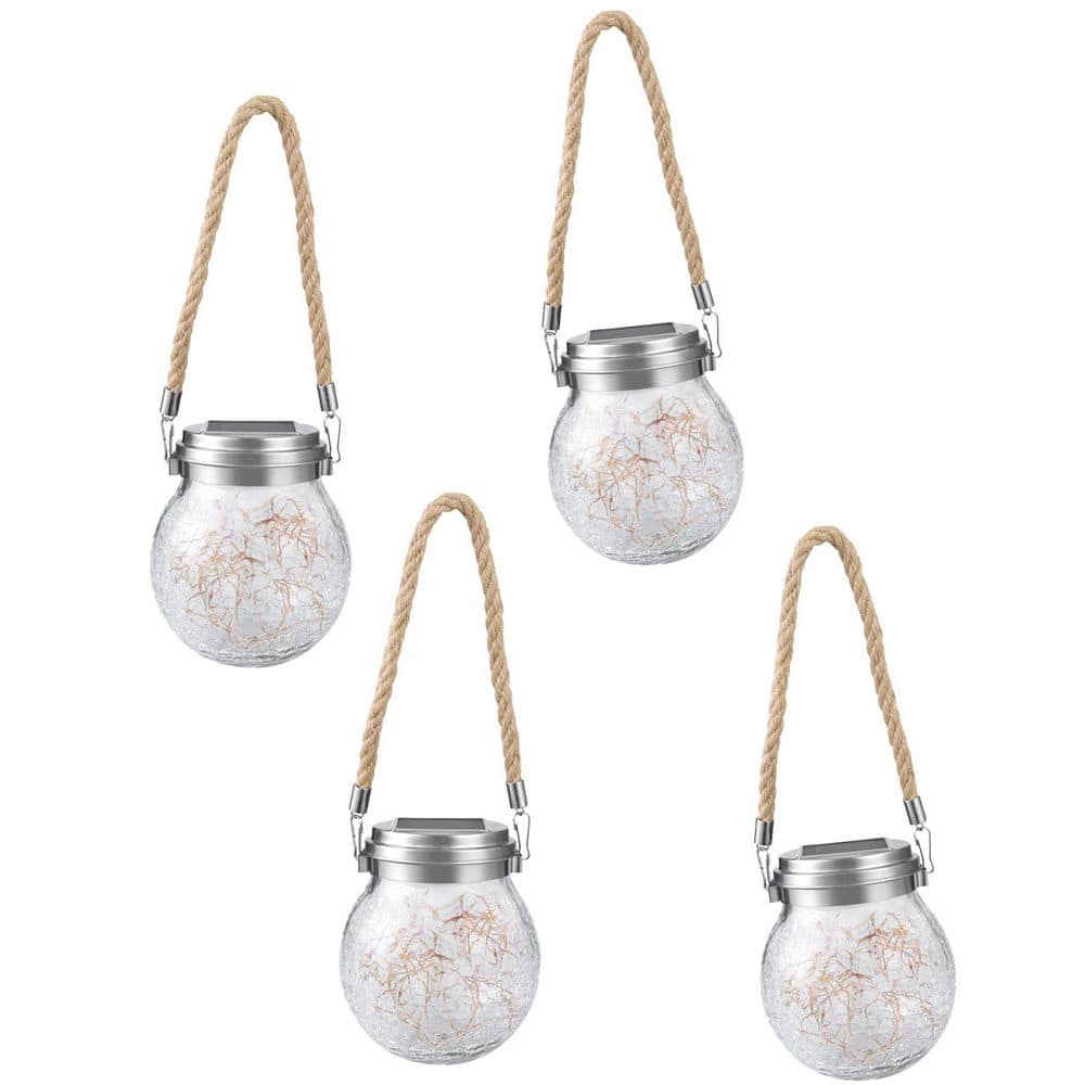 Bieuoram 4-Pack Solar Powered Outdoor White Hanging Tree Lights, LED ...