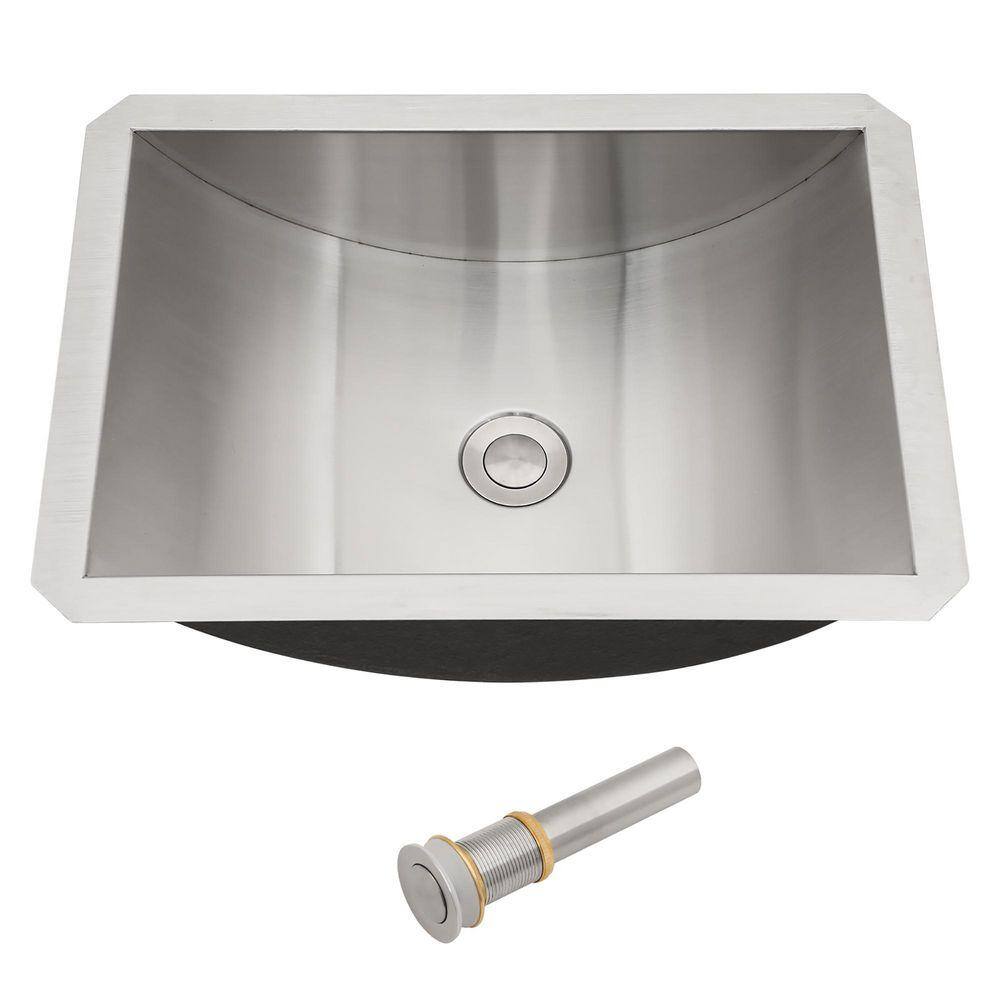 Timussi 18 in. Undermount Rectangular Bathroom Sink with Pop Up Drain ...
