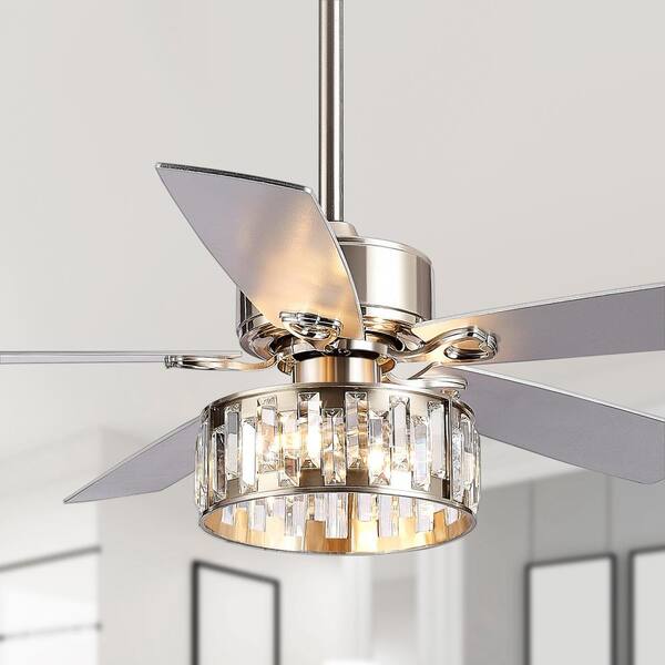 Lamober Ralap 52 in. Indoor Chandelier Satin Nickel Ceiling Fan with ...