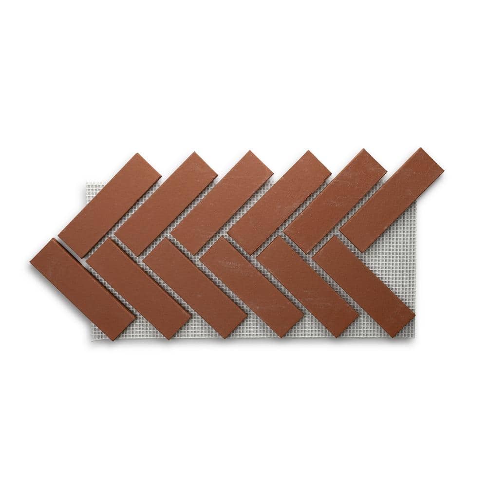 Brickwebb 28 in. x 12.5 in. x 0.5 in. Brickwebb Herringbone Sedona Thin ...
