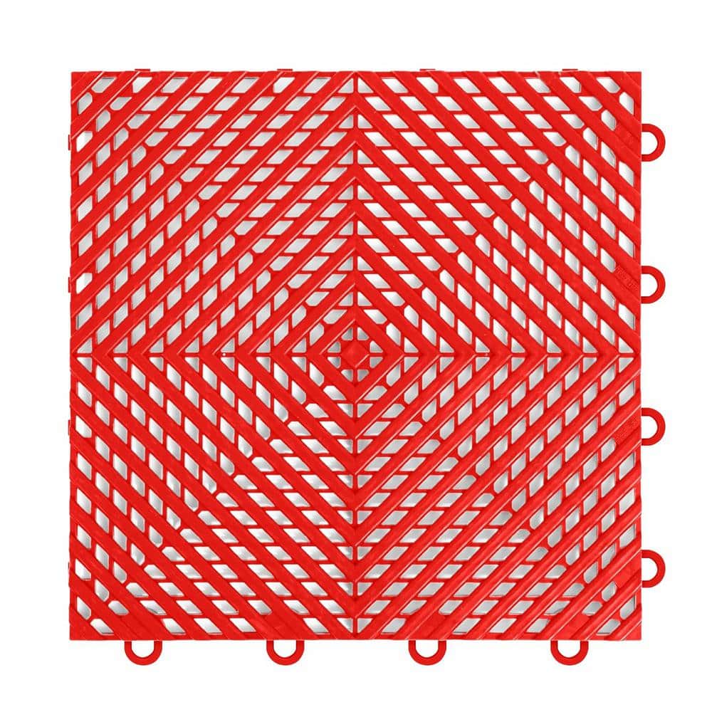 FLOORINGINC Nitro Vented 3/8 in. Garage Tiles, Victory Red, 12 in. x 12 ...