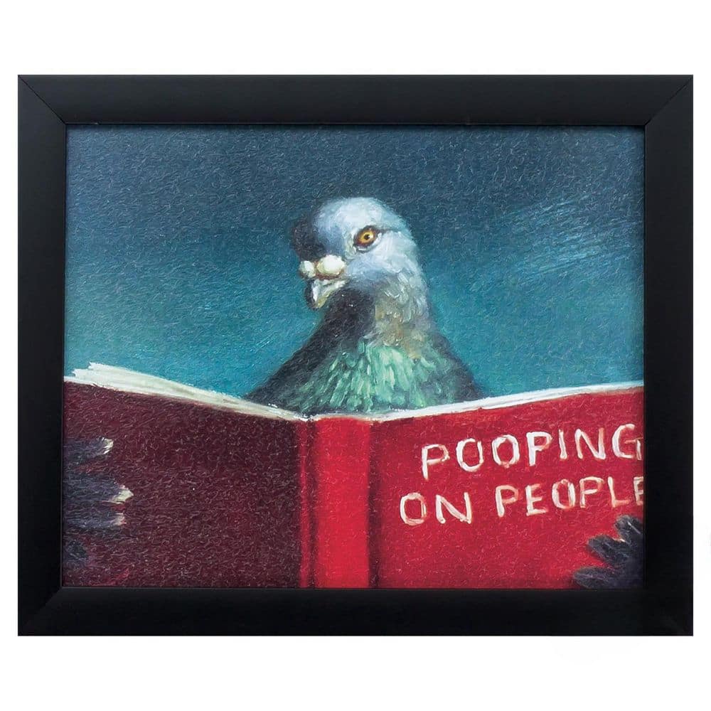 HomeRoots 11 in. x 9 in. Black Frame Pooping On People Wall Art 1-Piece ...