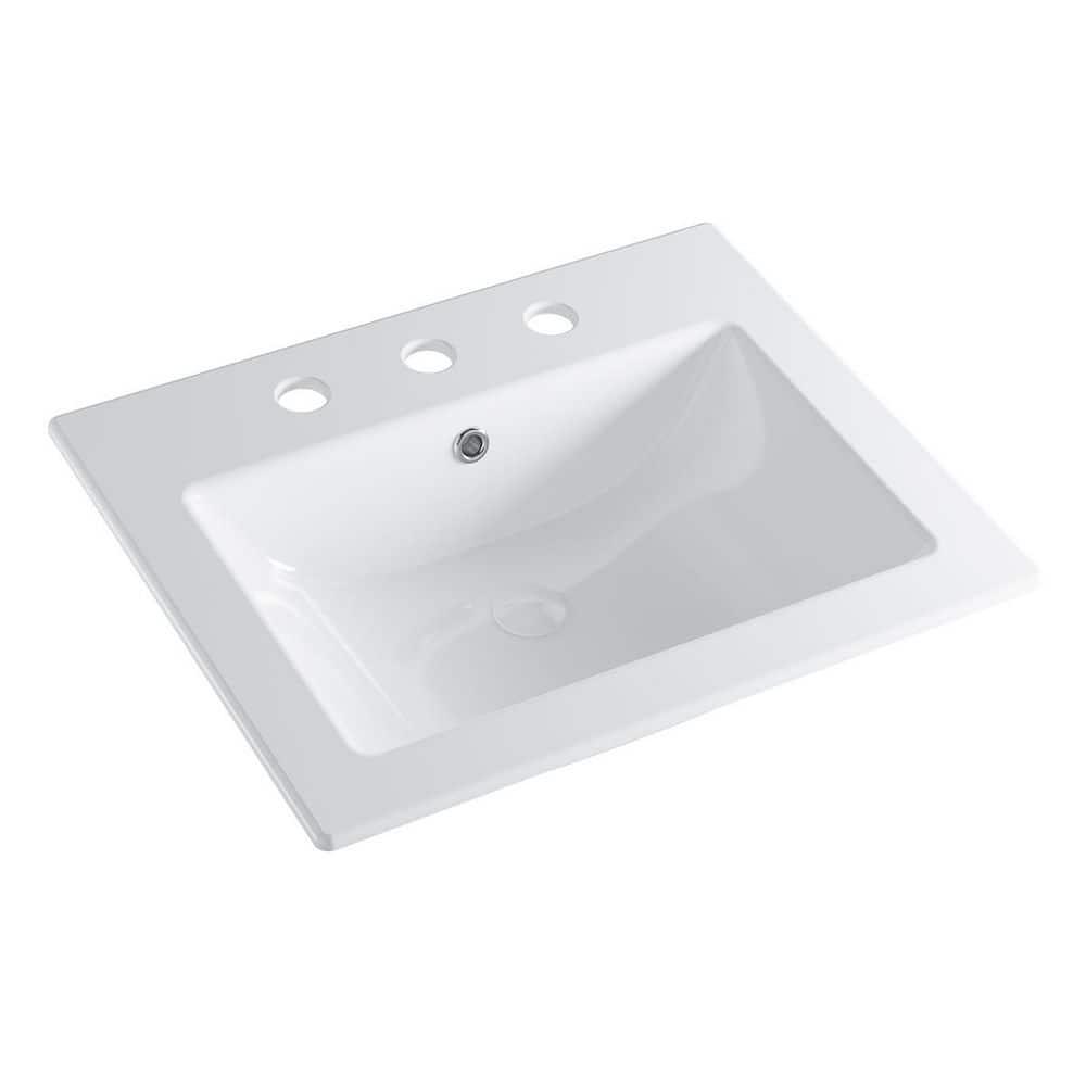 UNIKE Plainfield 21-5/8 in. Rectangular Drop-in Bathroom Sink in White ...