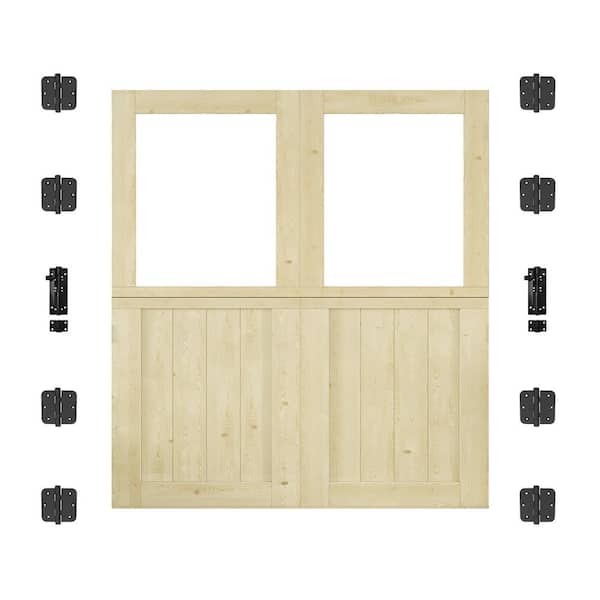 ARK DESIGN 72 in. x 80 in. Solid Pine Universal 1 Lite Clear Glass ...