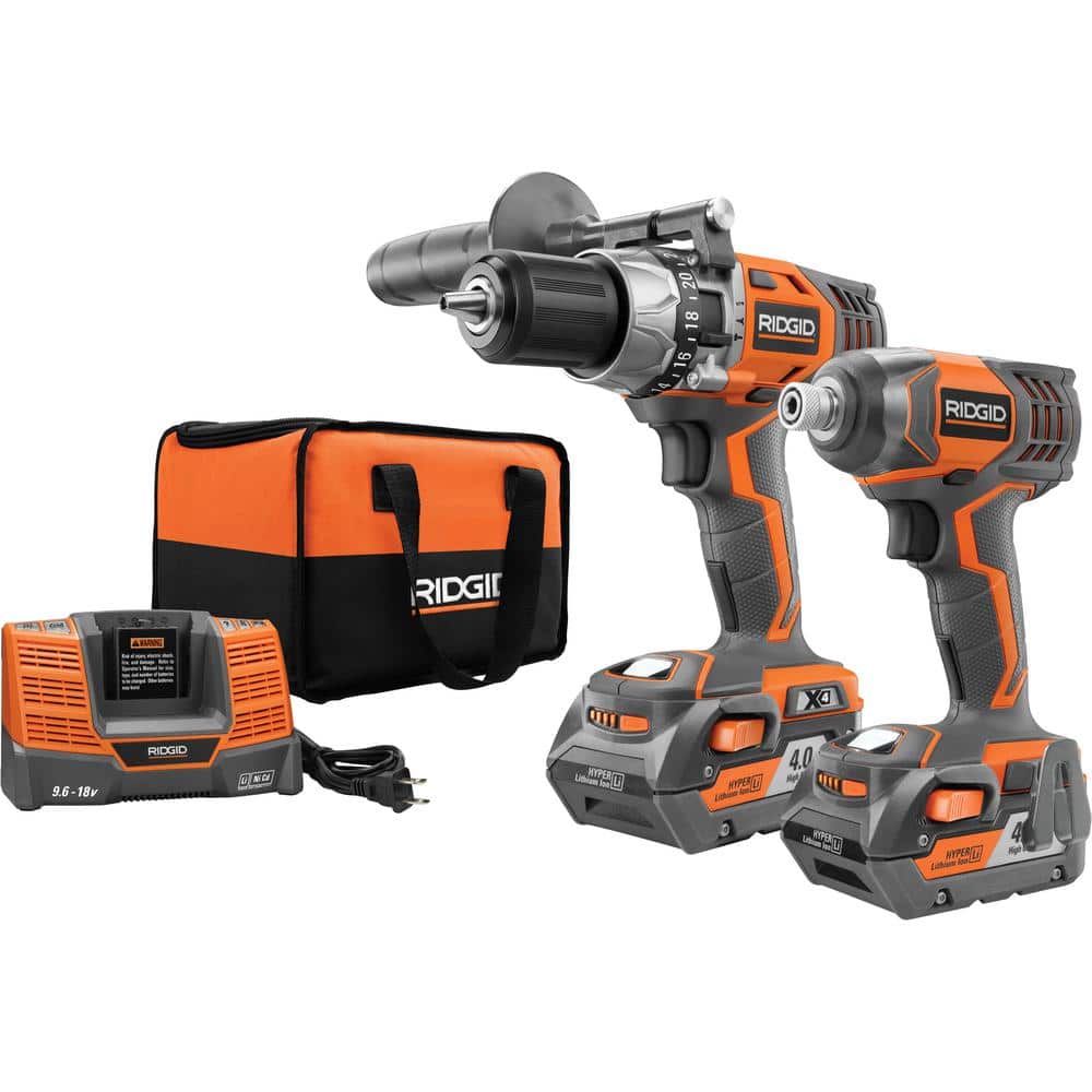 RIDGID X4 18-Volt Hyper Lithium-Ion Cordless Hammer Drill/Driver and ...