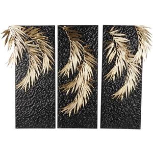 Litton Lane 65 in. x 71 in. Gold Mango Wood Intricately Carved 9-Panel ...