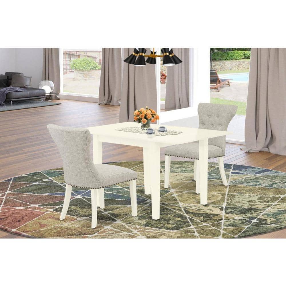 East West Furniture 3-Piece Linen White Finish Rectangular Solid Wood ...