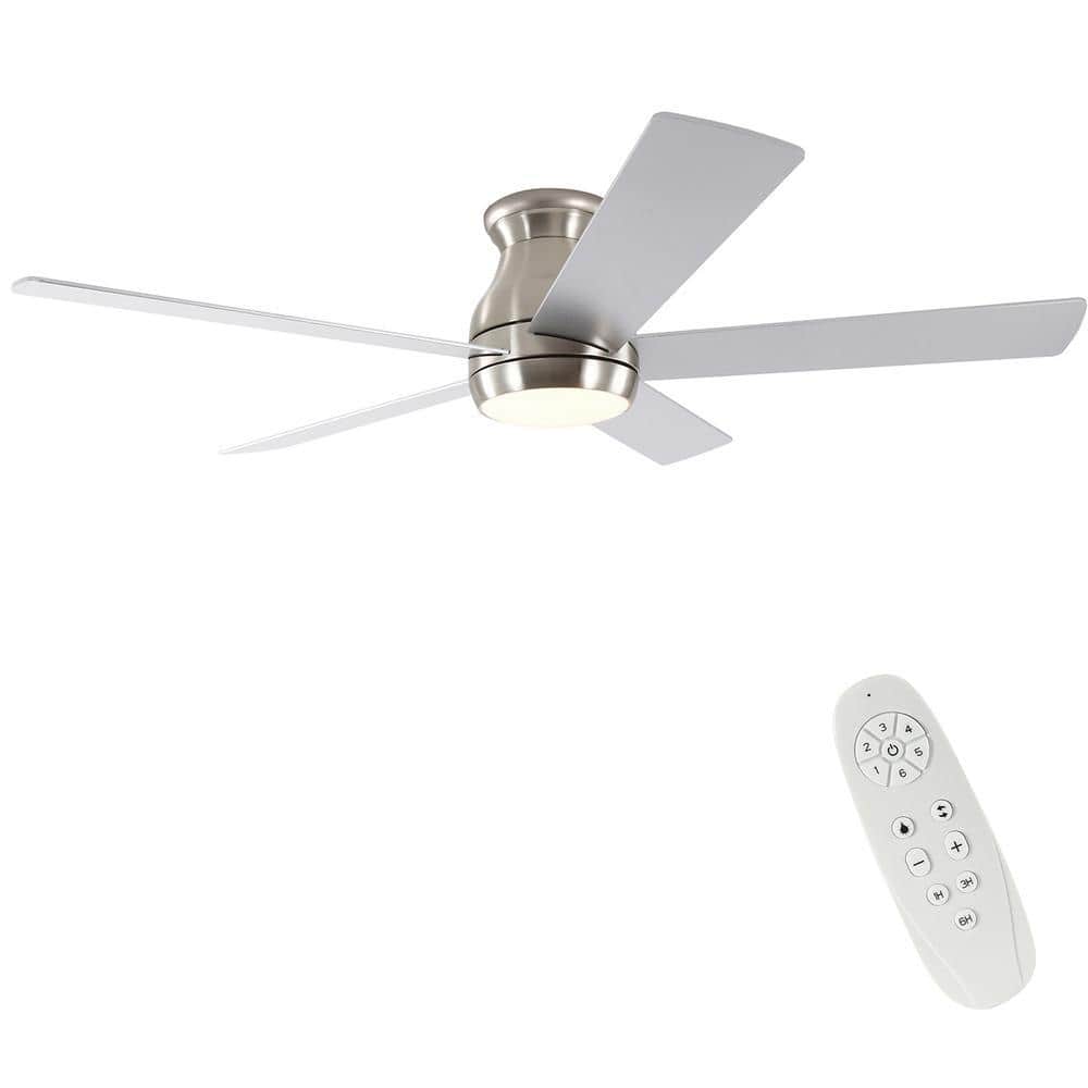 FINXIN 52 in. Indoor Integrated LED Light Flush Mount Brushed Nickel ...