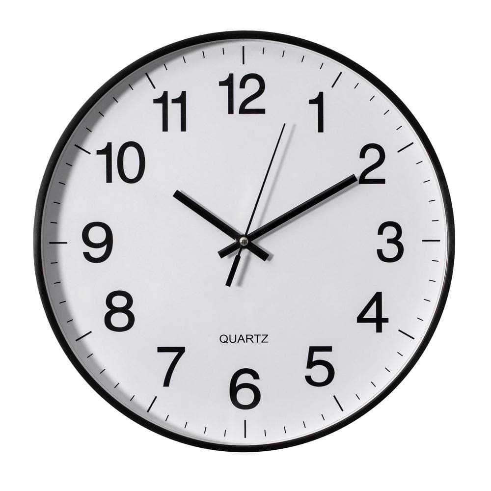 CLOCKWISE Black 12-In Analog Clock-Silent, Non-Ticking for Wall Battery ...