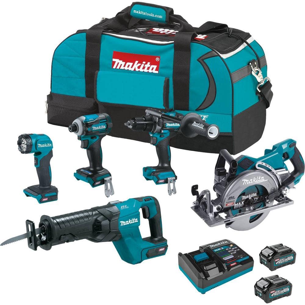 Makita 40-Volt max XGT Brushless Cordless 5-piece Combo Kit (Hammer Drill/Impact/Recip Saw ...