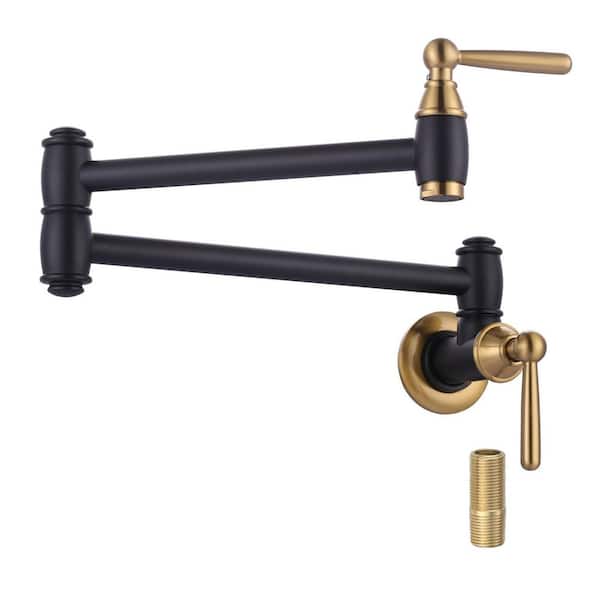 VEVETTA Wall Mounted Pot Filler 2-Handles Kitchen Faucet with 360 ...