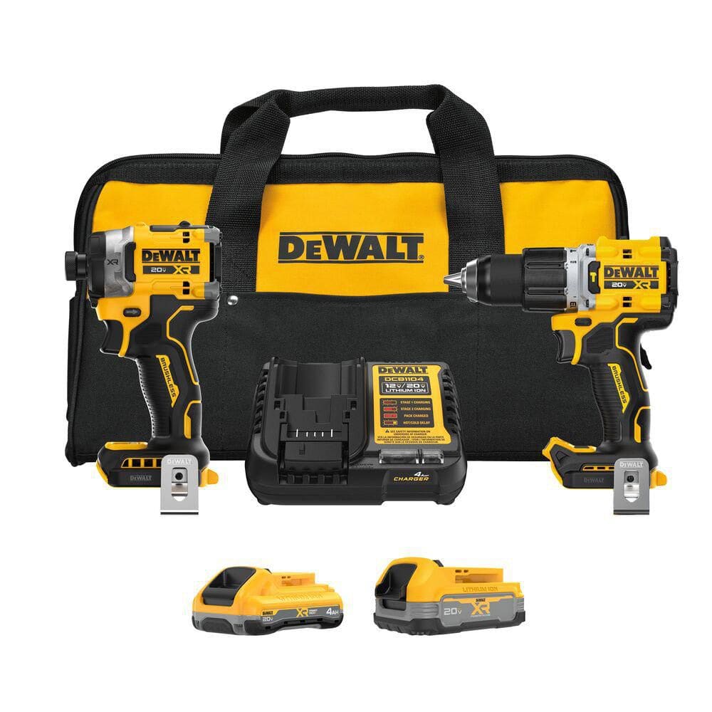 DEWALT 20V XR Lithium-Ion Cordless 2-Tool Combo Kit with 4.0 Ah and 1.7 ...