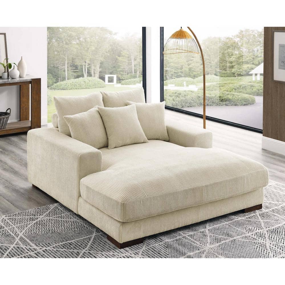 Monland 58 in. Square Arm Corduroy Polyester Upholstered Chaise Lounge ...
