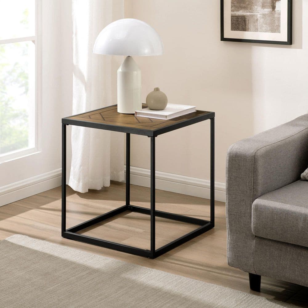 Walker Edison Furniture Company 20 in. Parquet Veneer Square Wooden ...