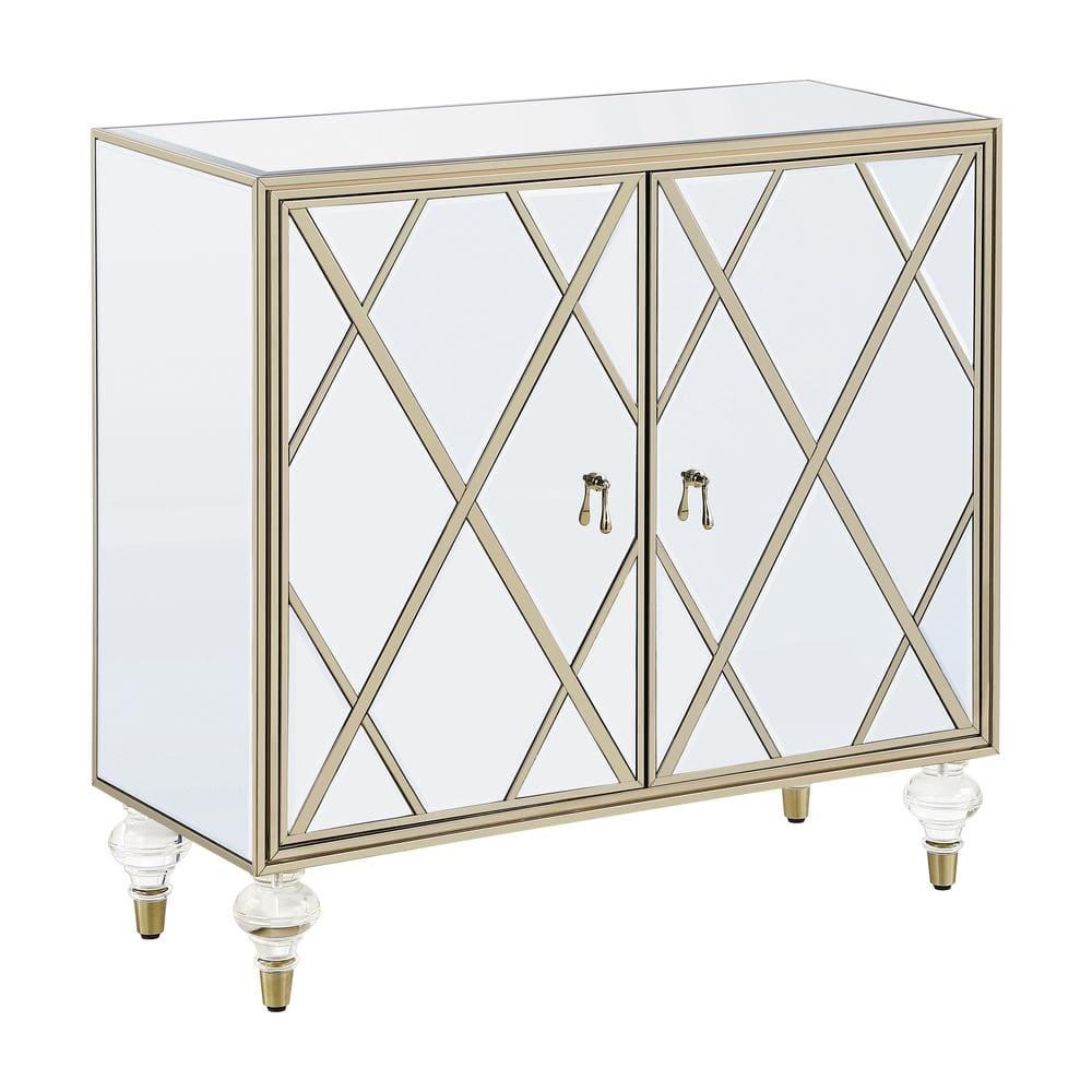 Coaster Astilbe Mirror and Champagne 2-door Accent Cabinet 951851 - The ...