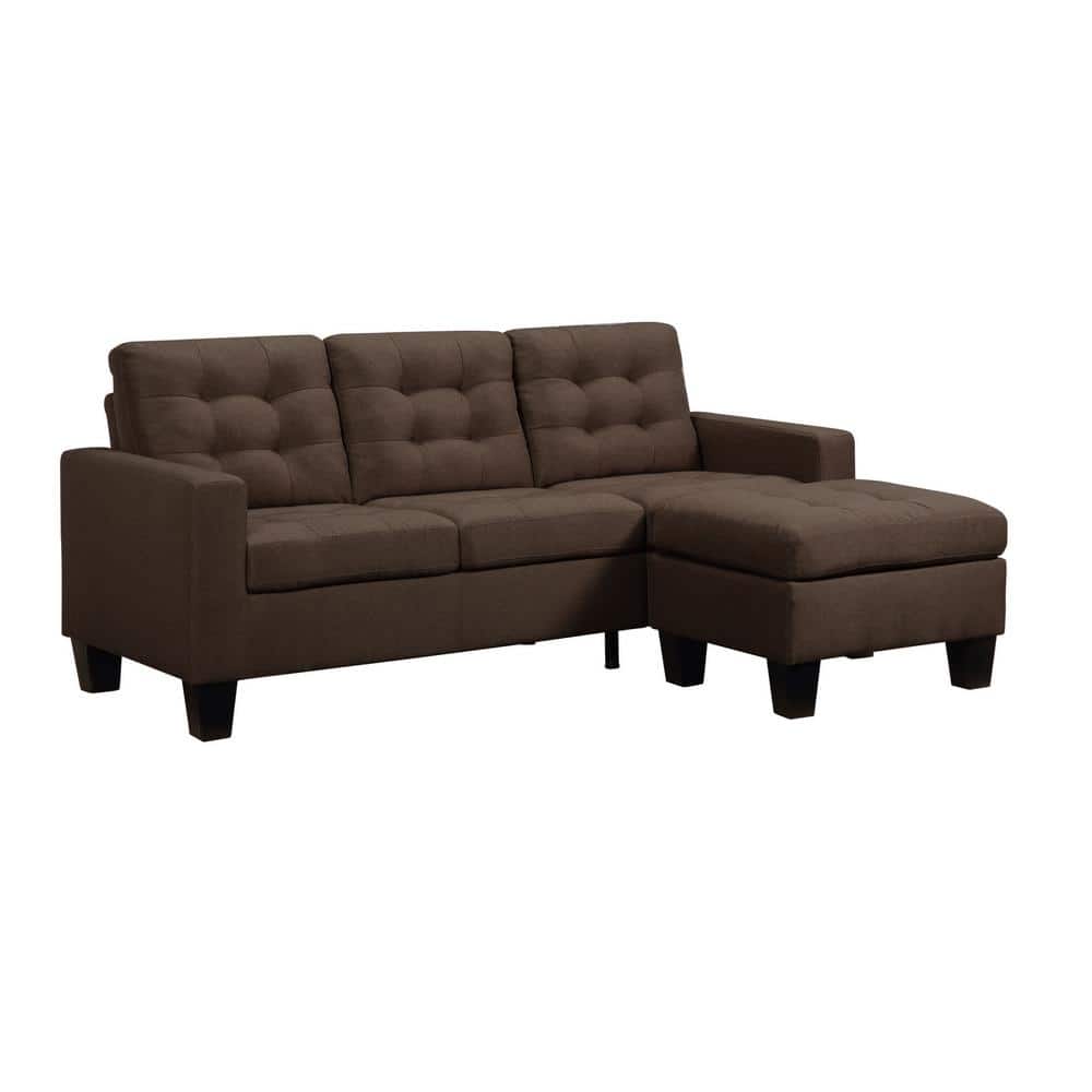 HomeRoots Amelia 81 in. Rolled Arm Linen Rectangle Sofa in Brown ...