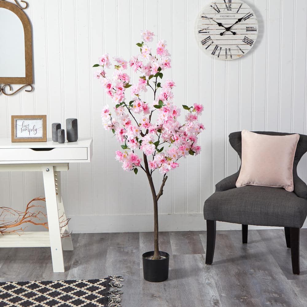 Nearly Natural 5 ft. Cherry Blossom Artificial Tree-T2722-PK - The Home ...
