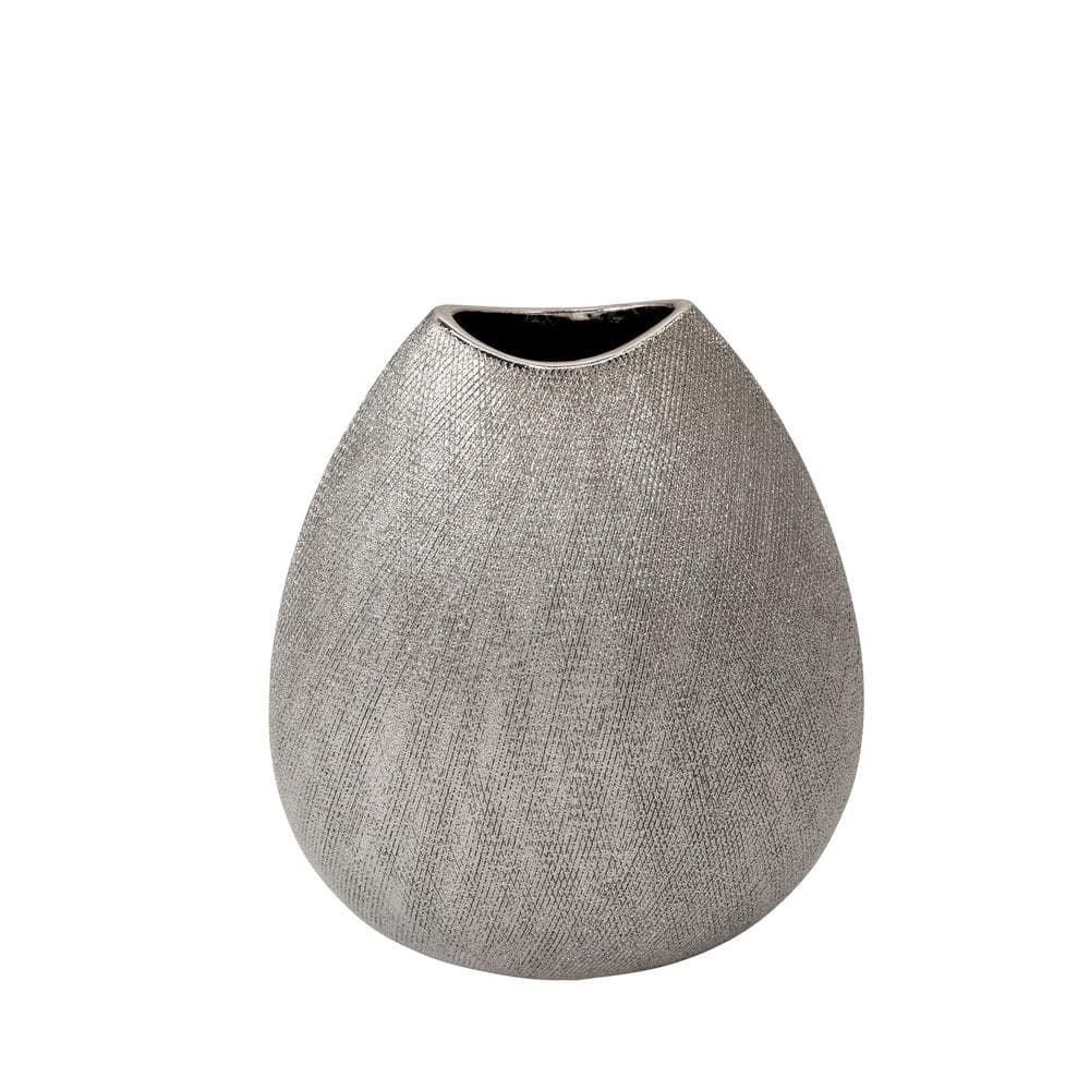 Sagebrook Home Ceramic 10.75 in. Vase, Silver 13826-01 - The Home Depot