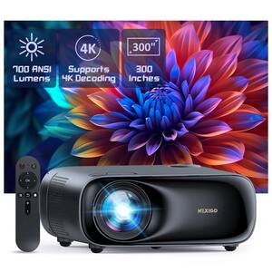Lukyamzn 1920 x 1080 4K LCD Projector, Wi-Fi and Bluetooth with 1000 ...
