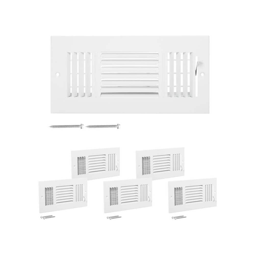 VEVOR 4 x 10 in. Floor Registers, 6-Pack Floor Vents, HVAC 3-Direction ...