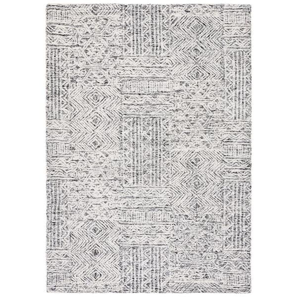 SAFAVIEH Abstract Black/Ivory 4 ft. x 6 ft. Geometric Area Rug ABT225Z ...