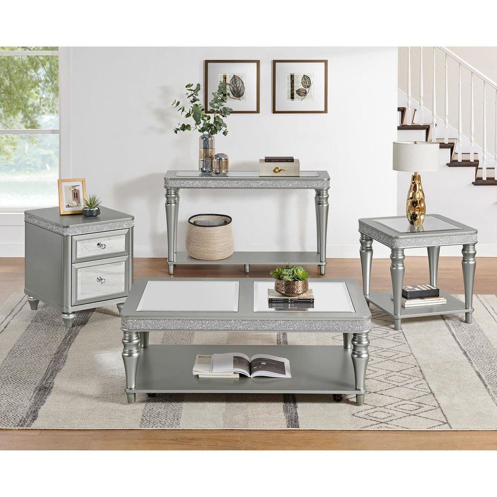 Picket House Furnishings Avril 24 in. Silver Square Glass End Table ...