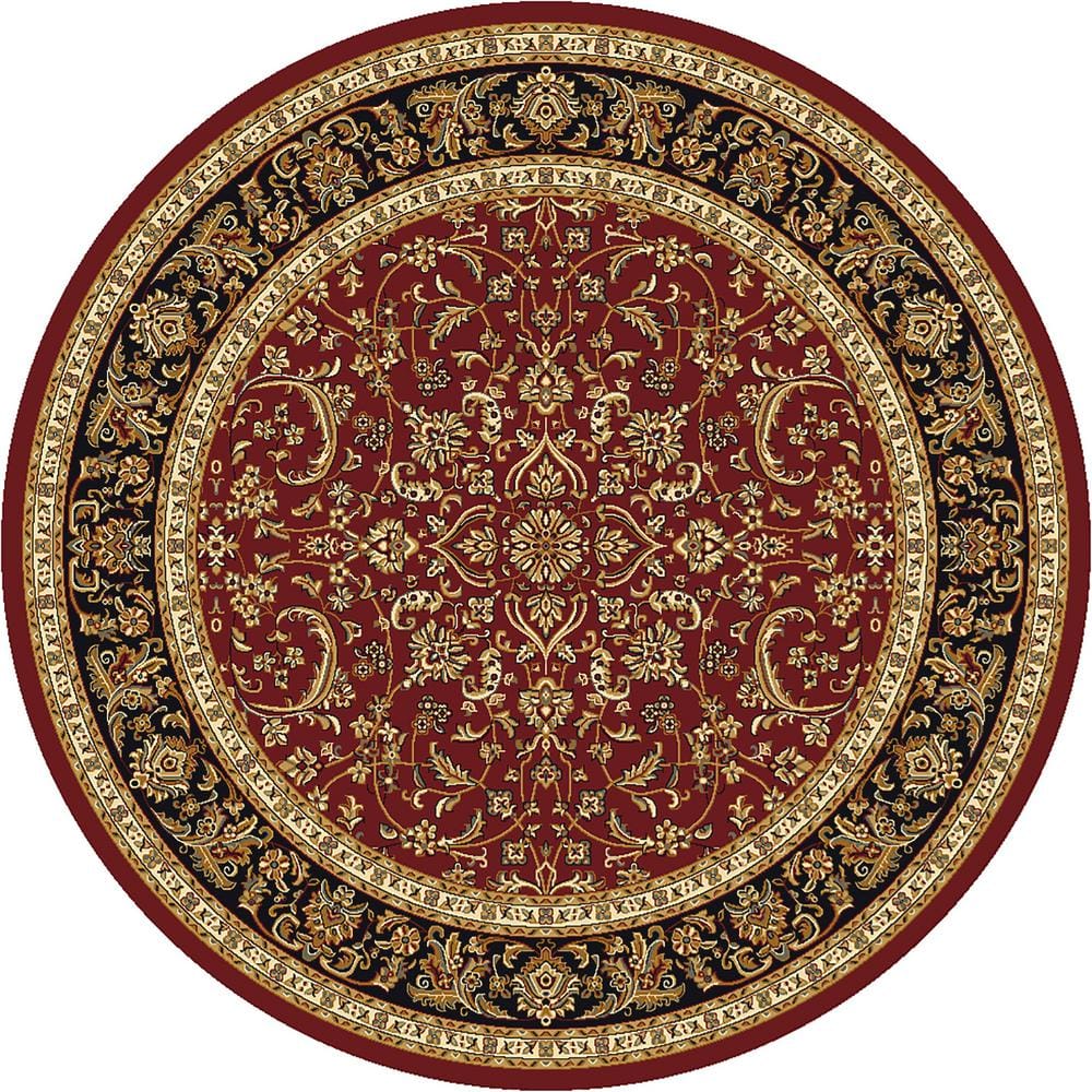 RADICI USA Noble Burgundy 5 ft. Round Traditional Floral Oriental Area ...