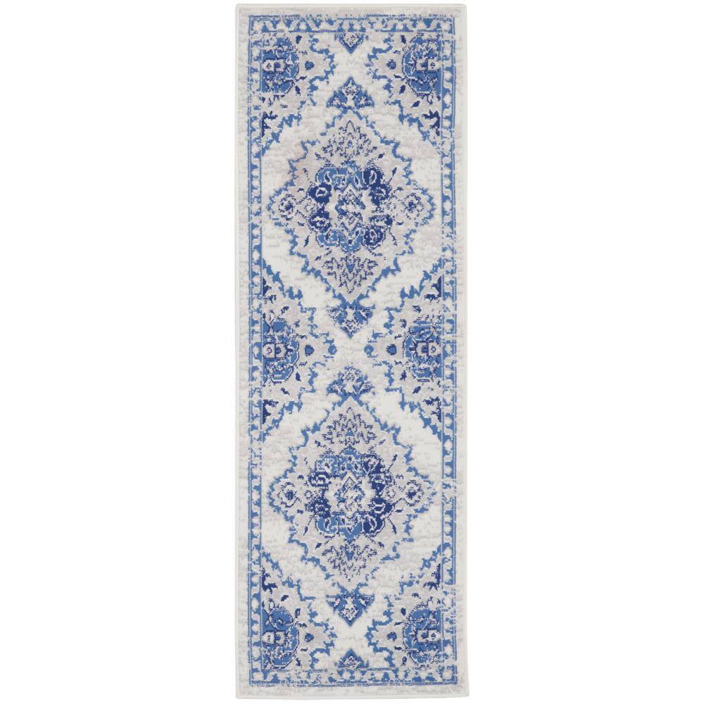 Nourison Whimsical Ivory Blue 2 ft. x 6 ft. Center Medallion ...