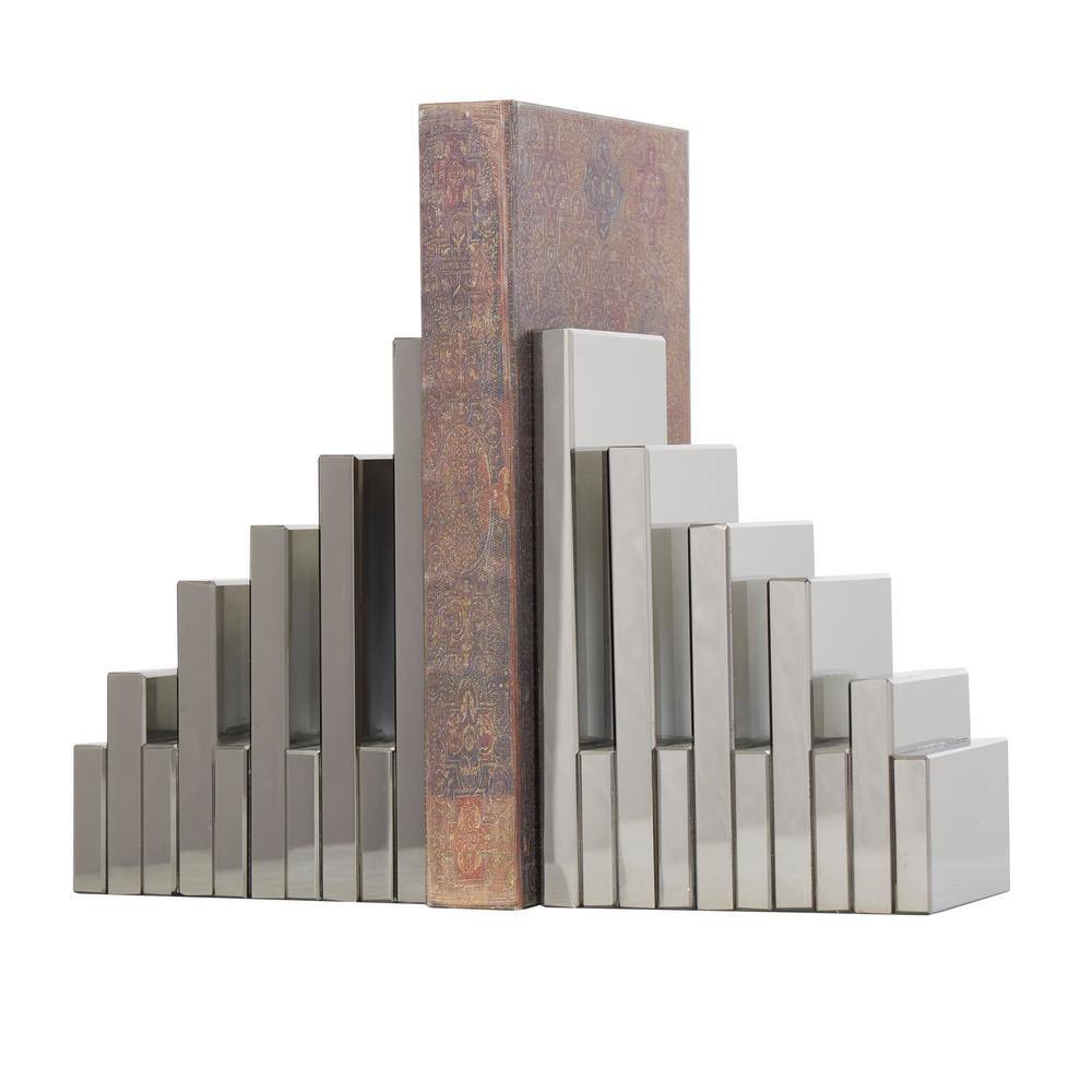 Litton Lane Silver Crystal Pyramid Geometric Bookends (Set of 2) 33980 ...