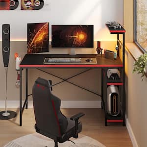 Bestier 44 in. Rectangular Black Carbon Fiber Gaming Desk with RGB LED ...