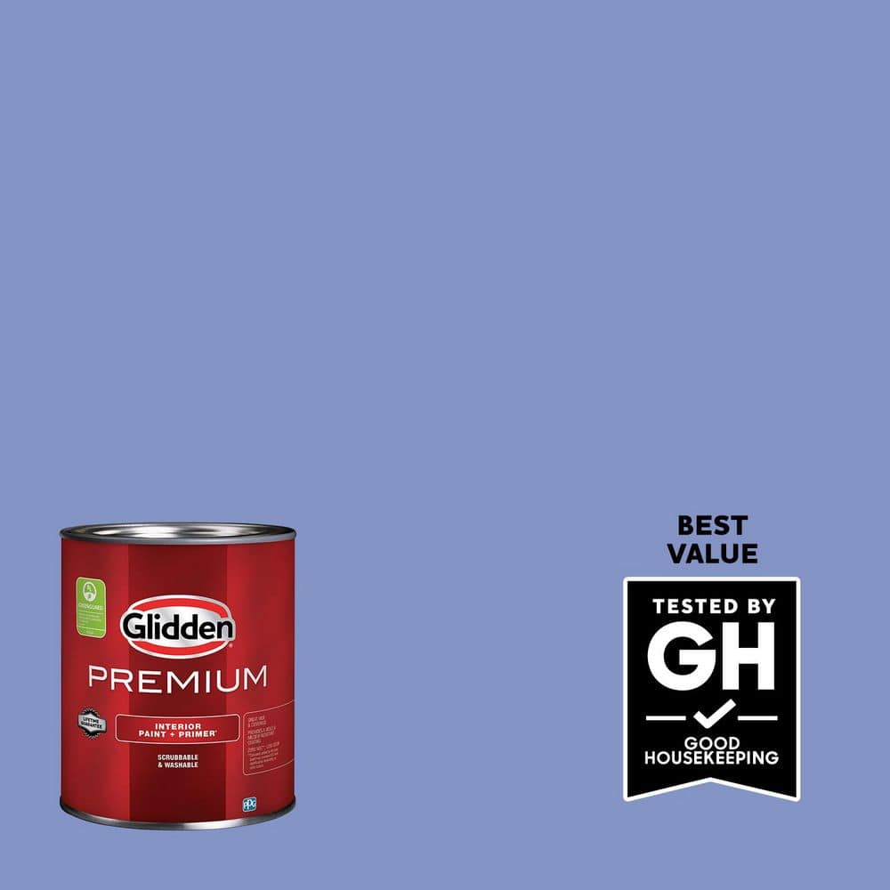 Glidden Premium 1 qt. PPG1245-5 Blue Hyacinth Satin Interior Latex ...