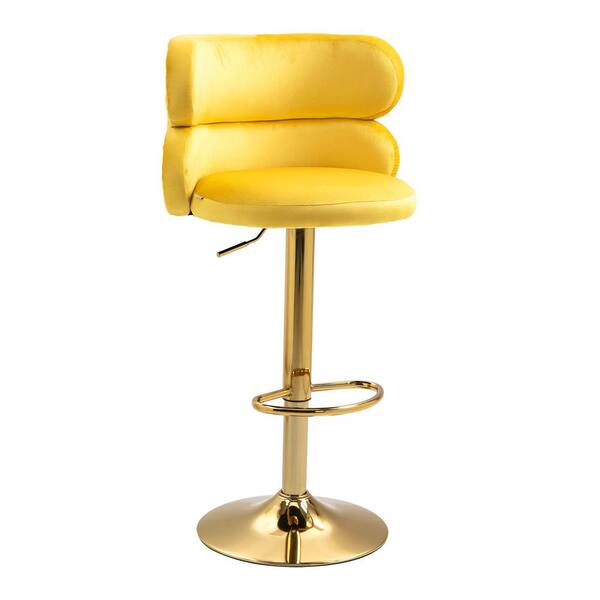Clihome 42.91 in. H High Back Mustard Velvet Upholstered Bar Stools ...