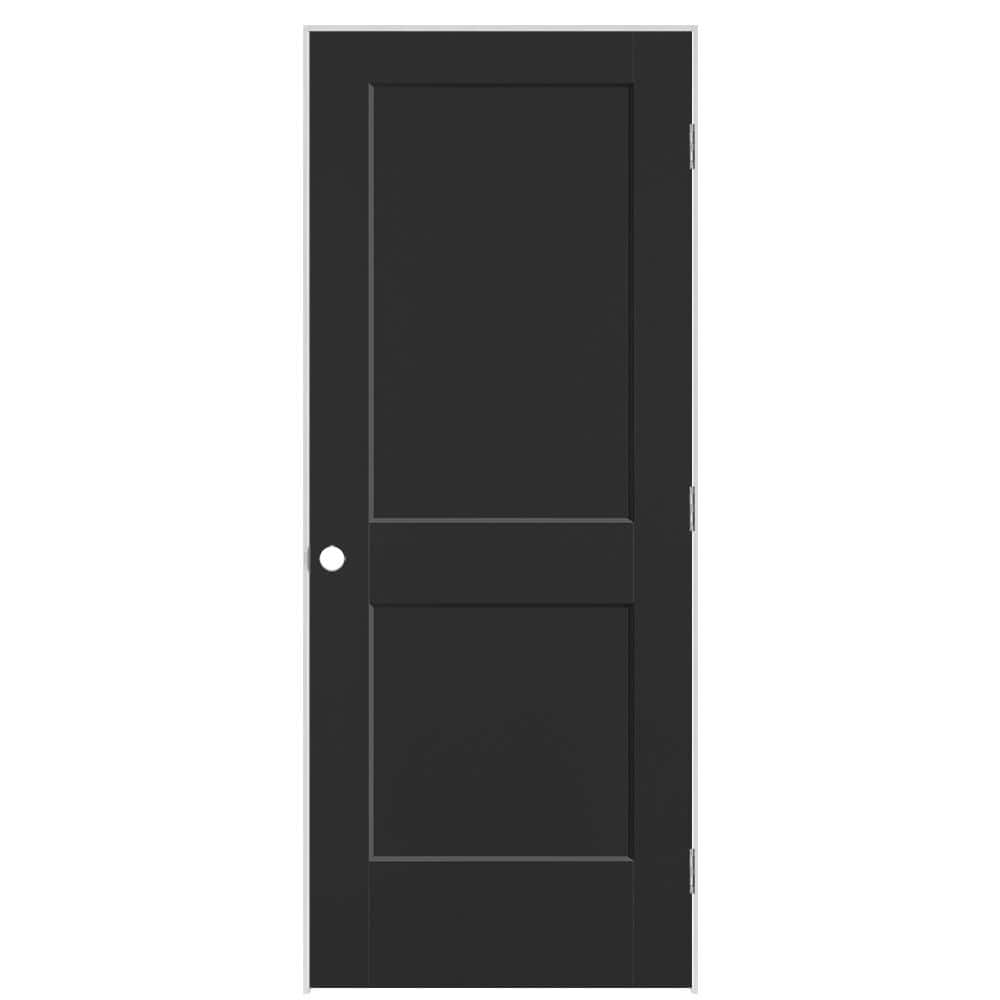 Masonite 32 in. x 80 in. 2-Panel Logan Left-Hand Solid Core Jet Black ...