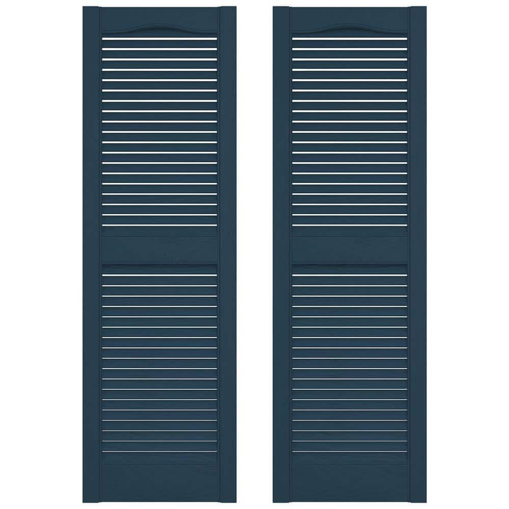 Builders Edge 14.5 in. x 25 in. Louvered Vinyl Exterior Shutters Pair ...