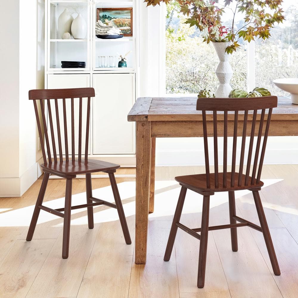 OrangeOne Windsor Walnut Solid Wood Dining Chairs for Kitchen and ...