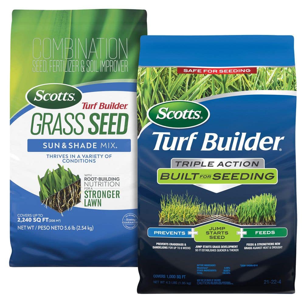 Scotts Turf Builder Grass Seed Sun and Shade Mix and Triple Action ...