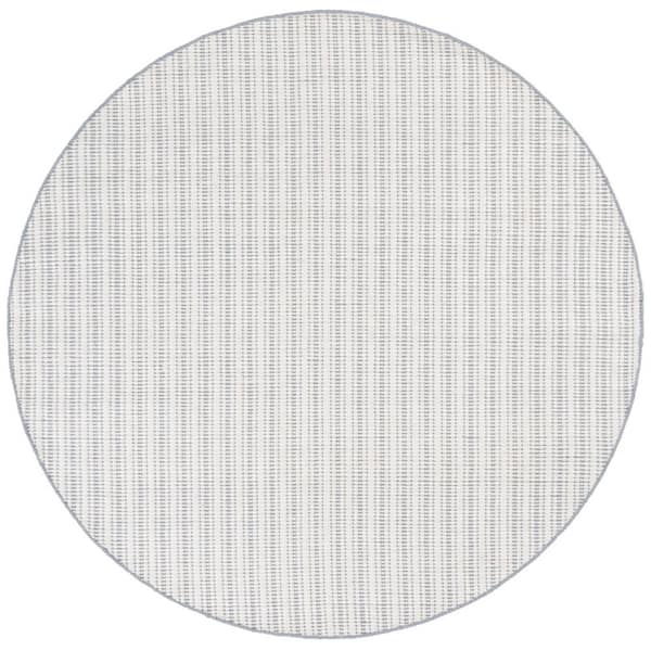 SAFAVIEH Vermont 6 ft. x 6 ft. Gray/Ivory Striped Modern Round Area Rug ...