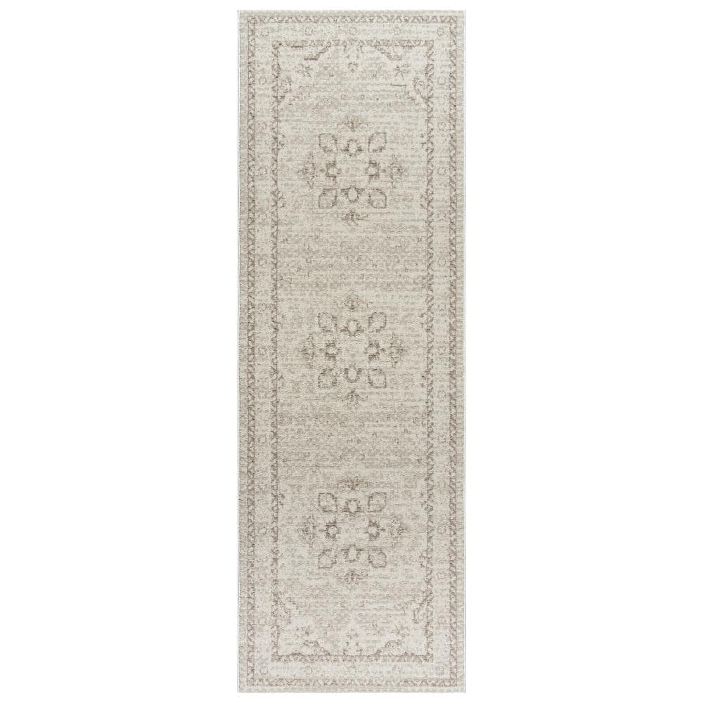 Gertmenian & Sons Trevi Remy Cream 2 ft. x 6 ft. Oriental High-Low ...