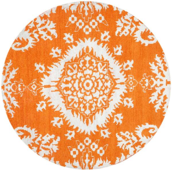 SAFAVIEH Stone Wash Gold 6 ft. x 6 ft. Round Floral Area Rug STW235H-6R ...