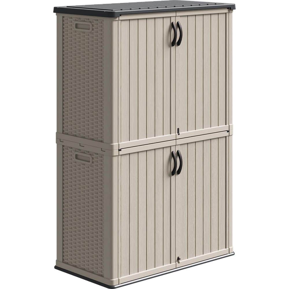 Patiowell 4 ft. W x 2.1 ft. D x 6 ft. H Resin Vertical Storage Plastic ...