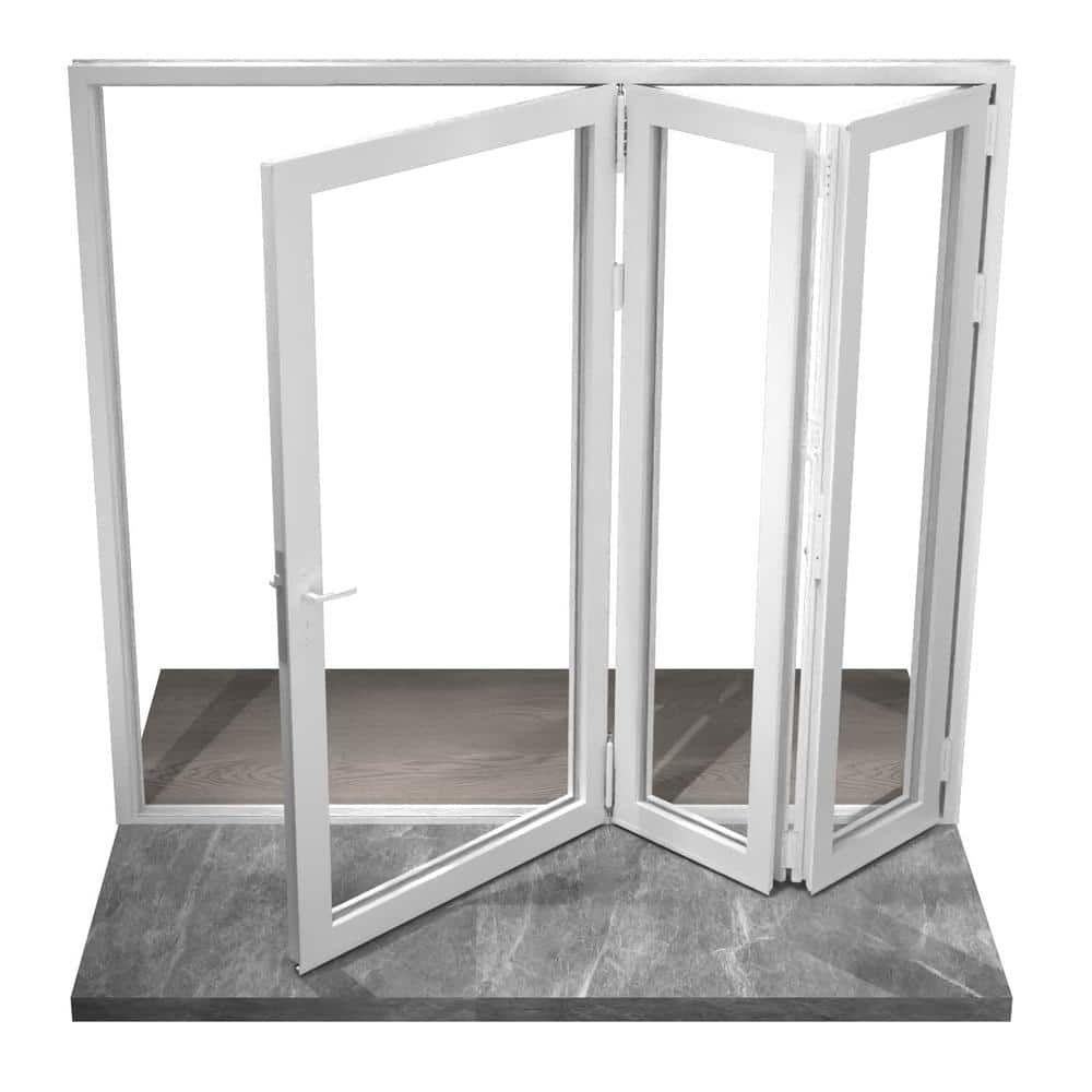 ERIS 72 in. x 80 in. Left Swing/Outswing White Aluminum Folding Patio ...