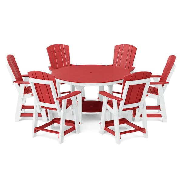 Wildridge Heritage 7-Piece Cardinal Red and White HDPE Plastic Outdoor ...